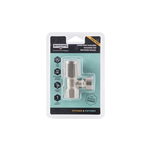 Brasshards Mini Washing Machine Tap 20mm Brushed Nickel Lead Free ...