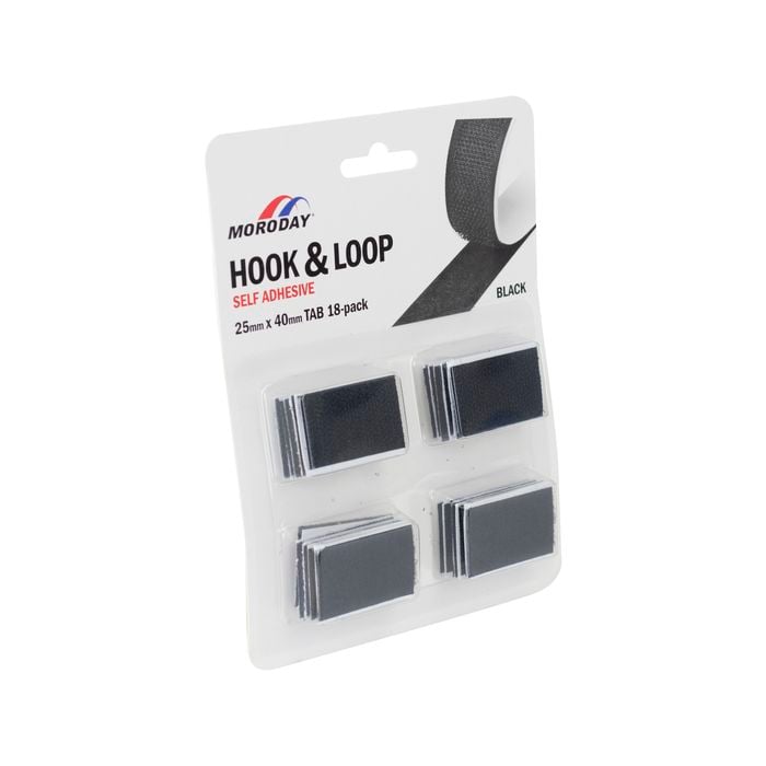 Moroday 25 x 40mm Black Self Adhesive Hook And Loop Tab- 18 Pack ...