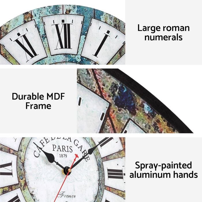 Artiss 40CM Wall Clock Rustic Design - Bunnings Australia