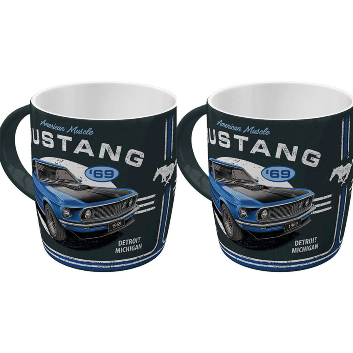 2PK Nostalgic-Art Ceramic Mug Ford Mustang 1969 Mach 1 9x9cm - Blue ...