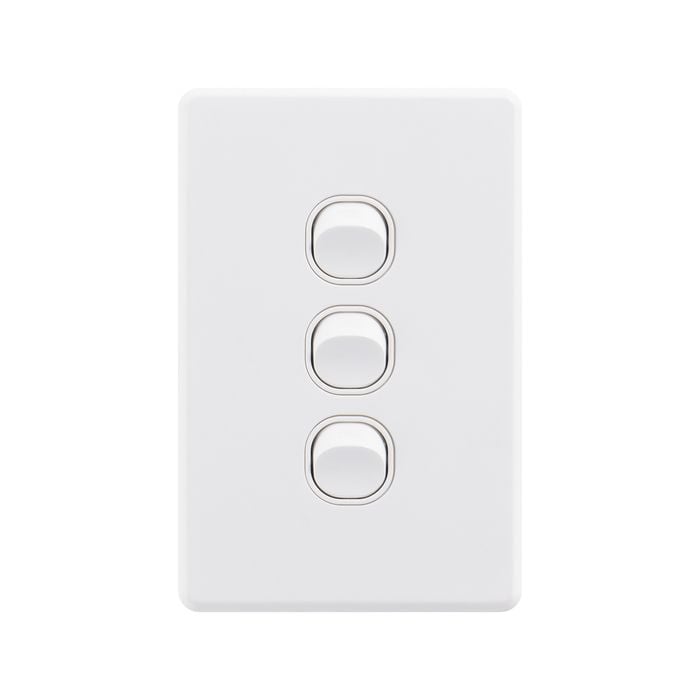 DETA White Matte S-line Triple Vertical Wall Switch - Bunnings Australia