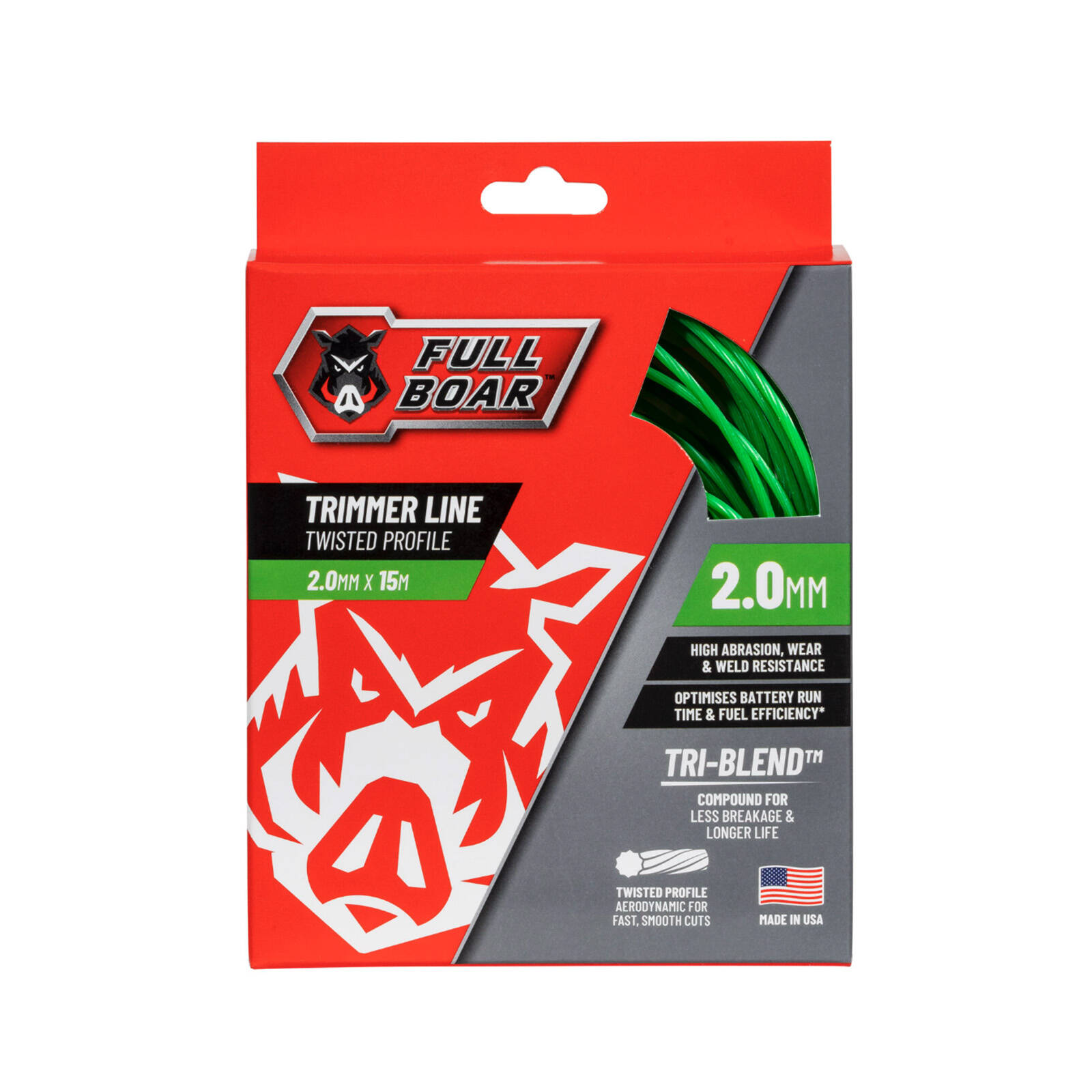 2.0mm x 15m Twisted Profile Trimmer Line FBTLT-2015 | Full Boar NZ