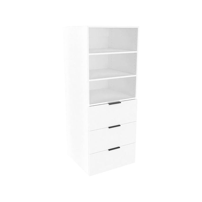 Lugna 1536 x 600 x 580mm White 2 Adjustable Shelf 3 Drawer Storage ...