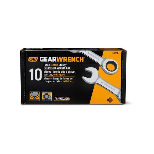 Gearwrench 10 Pc 72 Tooth 12 Point Stubby Ratcheting Combination