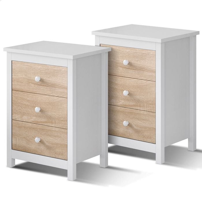 ALFORDSON 2x Bedside Tables Wood - Bunnings Australia