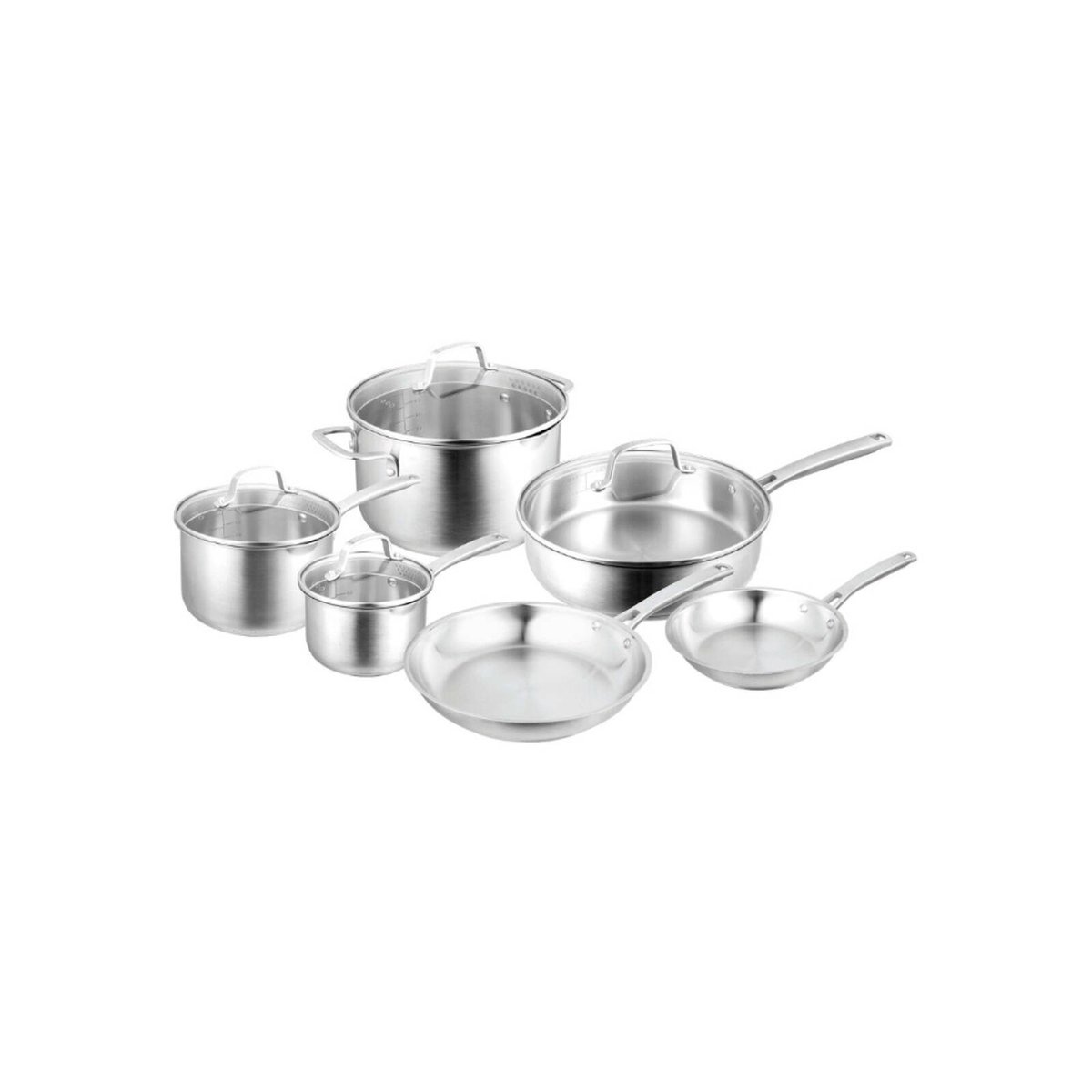 Pyrolux Radius 85 Cookware 6 Piece Set 18/10 Stainless Steel Pans ...