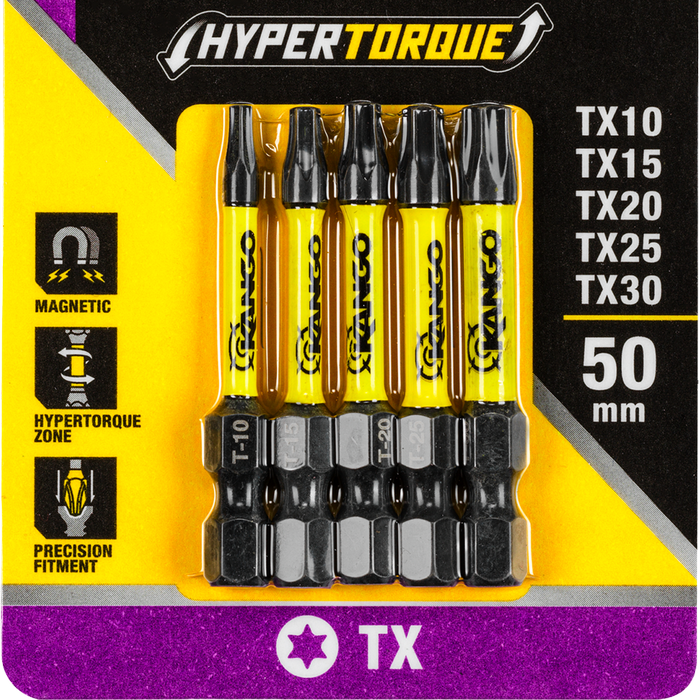 Kango 50mm HYPERTORQUE Torx Mixed Impact Driver Bit - 5 Pack - Bunnings ...