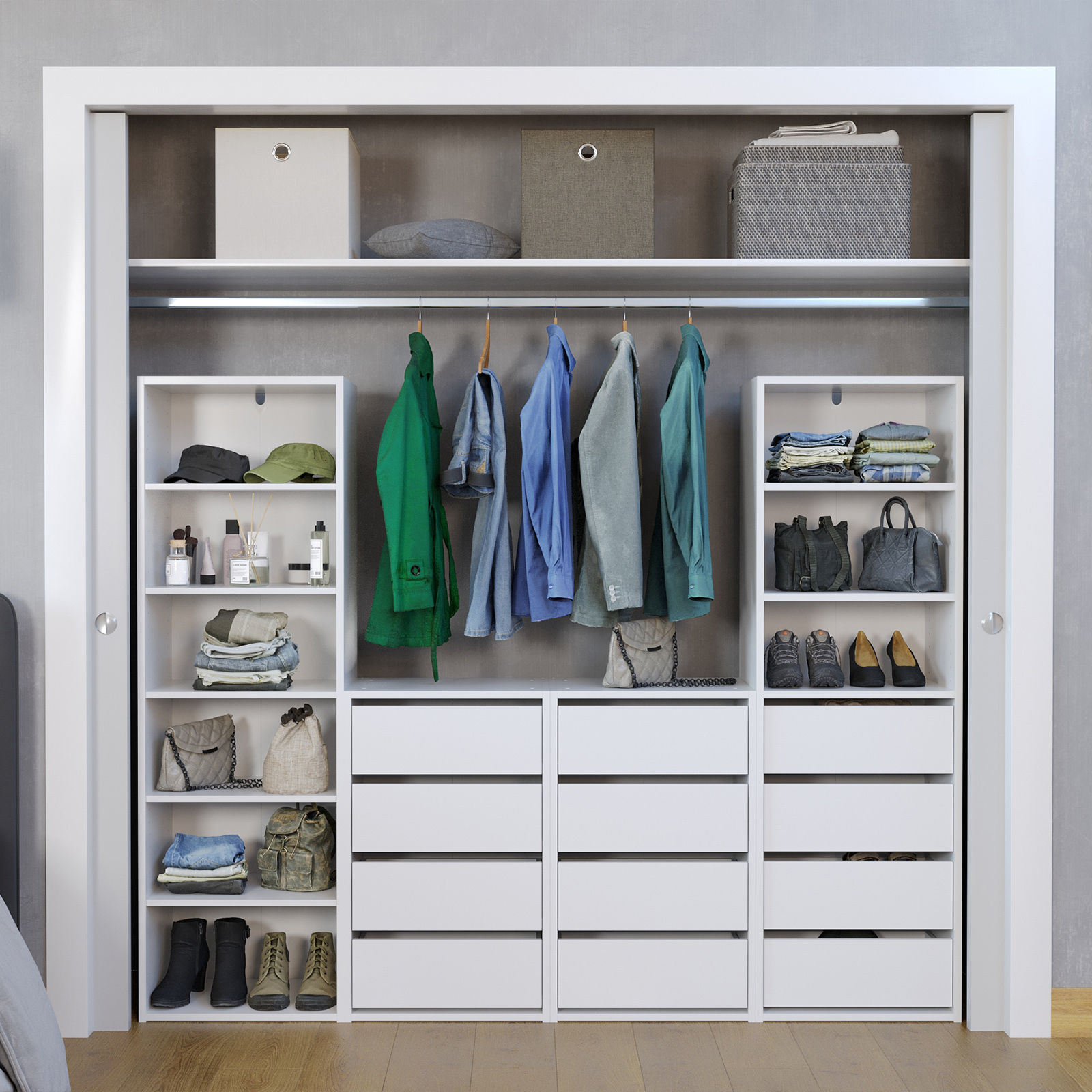 Flexi Storage Wardrobe 400mm White Matte 4 Drawer Unit