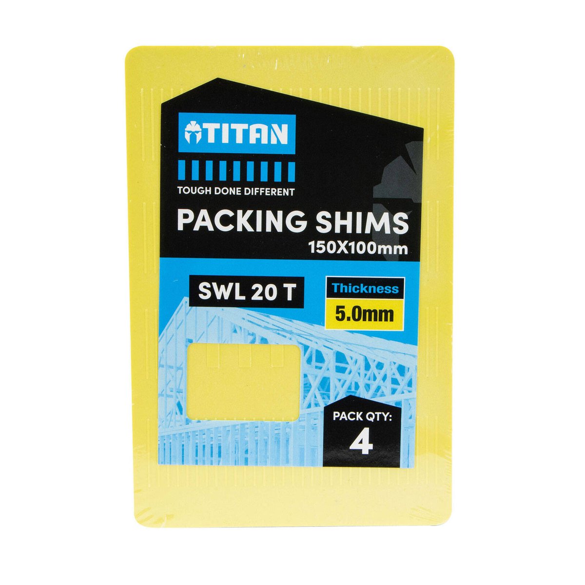 Titan 5 x 150 x 100 mm 4 Piece Yellow Shim Packing - Bunnings Australia
