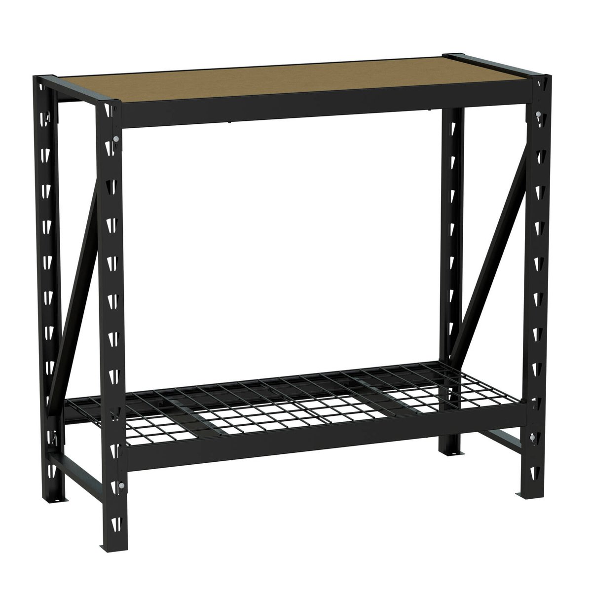 Craftright 1000 x 910 x 430mm Black 2 Tier Metal Workbench With MDF Top ...
