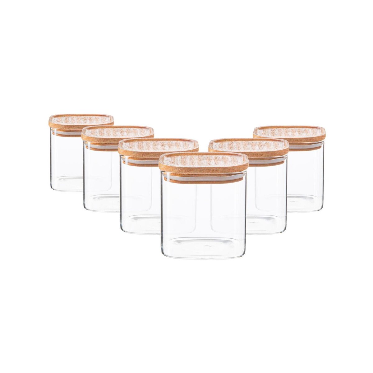 Argon Tableware Square Glass Storage Jars with Wooden Lids - 680ml ...