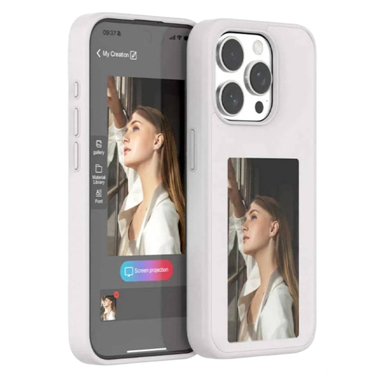 Pop Phones Smart NFC E-Ink Screen Case (Suits iPhone 15 Pro) - White ...