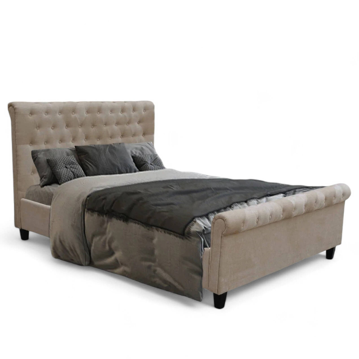 Aura Furniture 2.3m Beige Qulla Queen Size Bed - Bunnings Australia