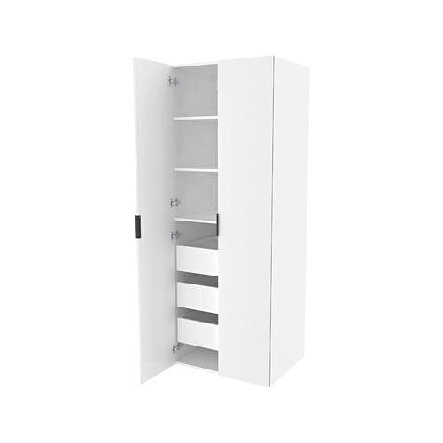 Lugna 2048 x 750 x 580mm White 3 Shelves 3 Drawers Wardrobe Unit ...