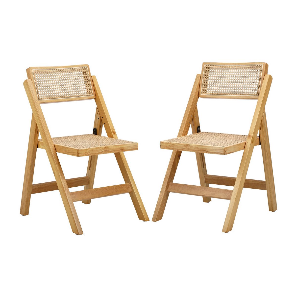Oikiture 2x Dining Chairs Folding Rattan Chair Wooden Natural ...