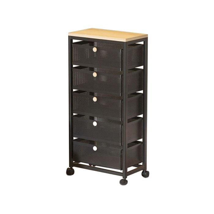 Mesh Cabinet Storage Organizer with Pull-Out Basket 5-Tier Black W ...