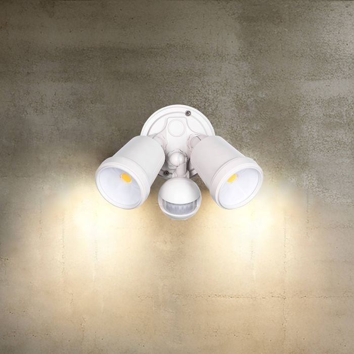 Brilliant Beige Raptor III Twin Security Light With Sensor - Bunnings ...