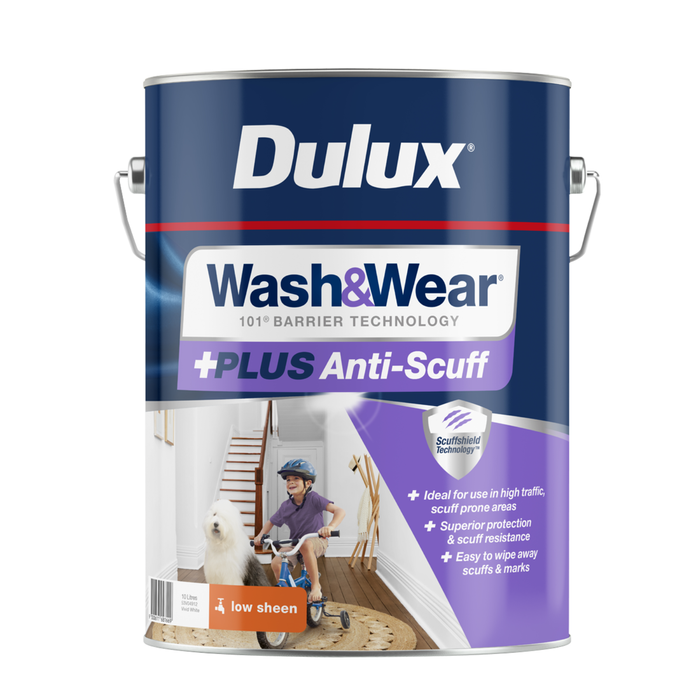 Dulux Vivid White Low Sheen Wash&Wear +PLUS Anti-Scuff Interior Paint ...