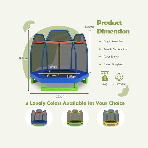 Costway 7FT Trampoline Kids Trampolines w/Spring Mat security Enclosure ...