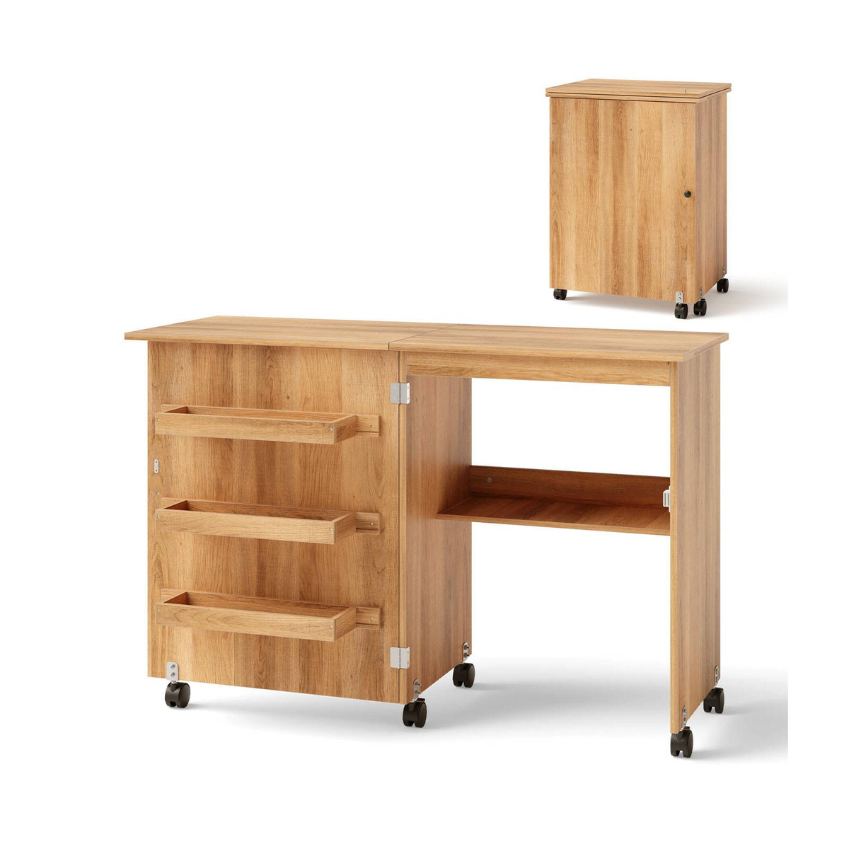 Costway Mobile Sewing Machine Folding Table Workstation Desk Storage ...