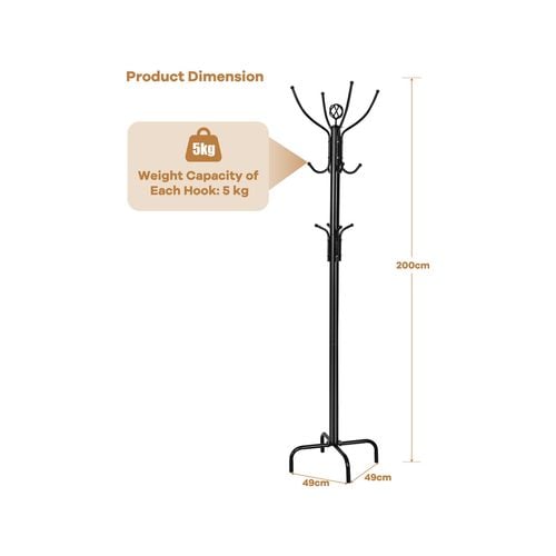 Costway Coat Rack Hat Clothes Stand Hanger Hallway Entryway - Bunnings ...