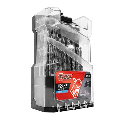 Full Boar 25 Piece HSS M2 Drill Bit Set - Bunnings Australia