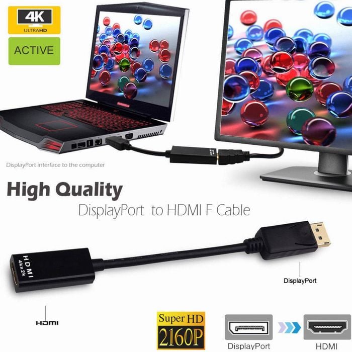Displayport Display Port DP to HDMI Cable Male to Female Video Adapter ...