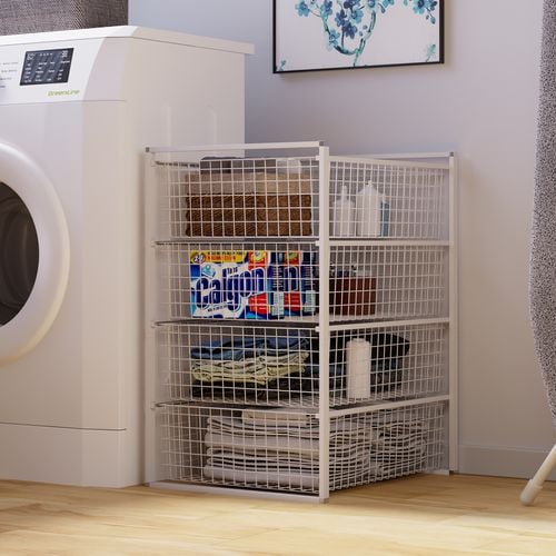 Flexi Storage Home Solutions White 4 Wire Basket And Frame Kit - White ...