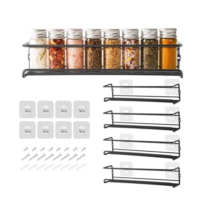 4 Tier Hanging Stainless Steel Spice Racks Wall Mounted Kitchen Pantry ...