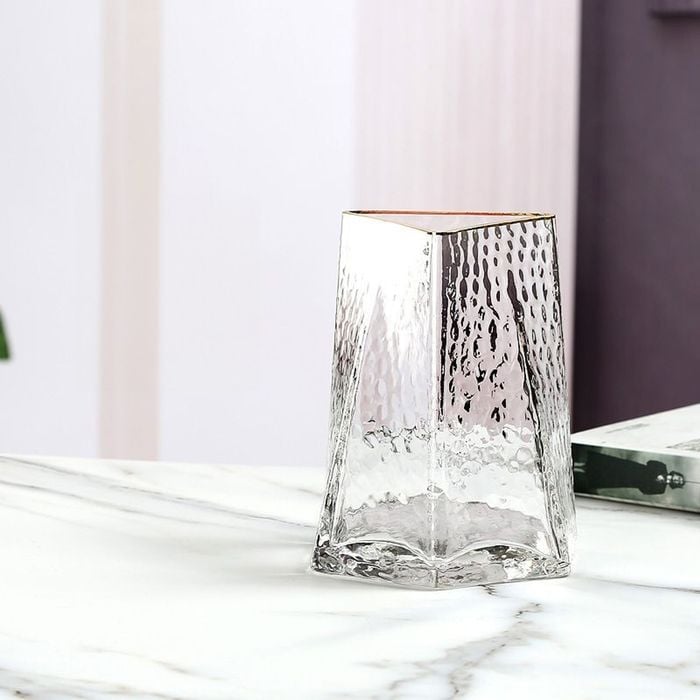 Artemis Triangle Glass Vase Rimmed Plain Small - Bunnings Australia