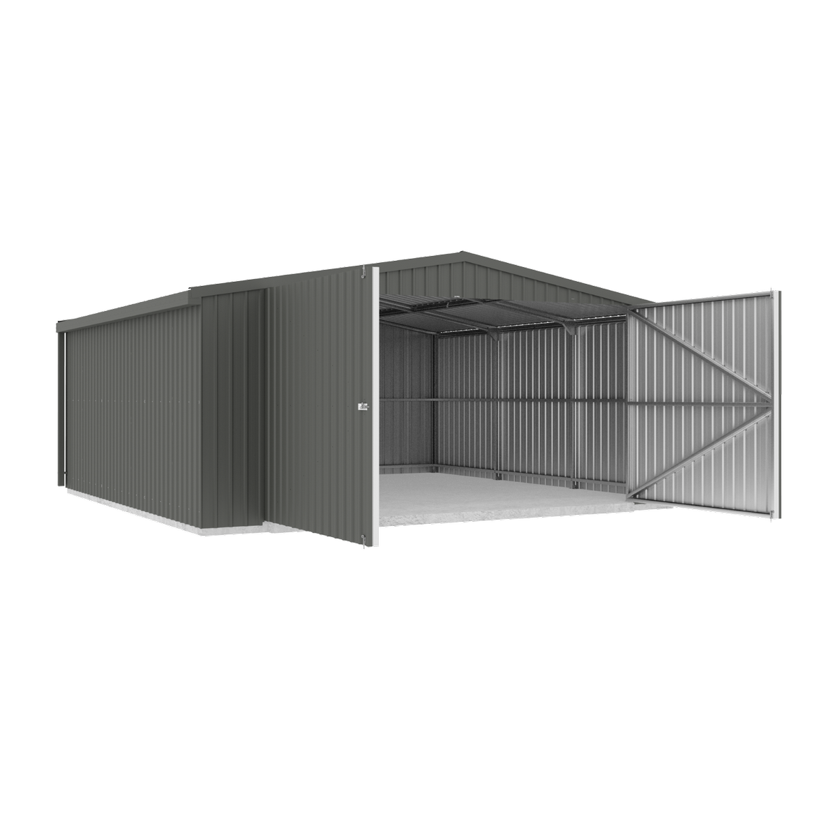 Absco Structures 5.60mW x 5.50mD x 2.64mH Woodland Grey Double Barn ...