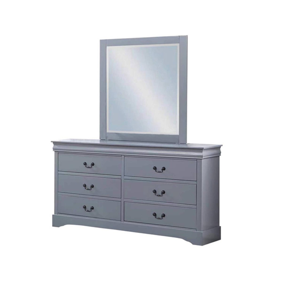 Dressing Chest with 6 Storage Drawers in Solid Wooden Mirror Metal ...
