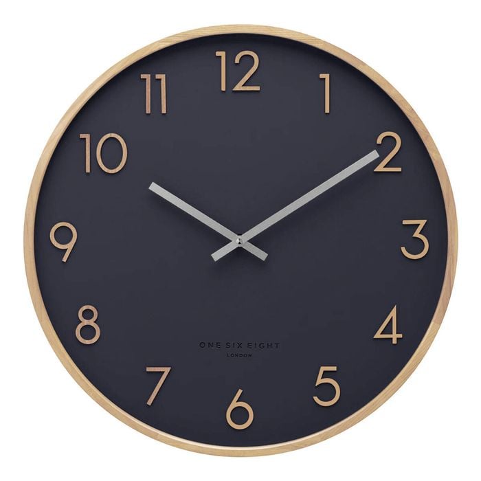 One Six Eight London SCARLETT Navy 35cm Silent Wall Clock - Bunnings ...