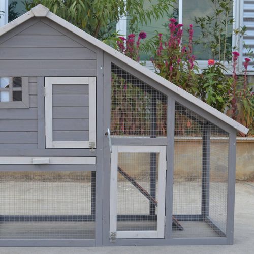 YES4PETS Grey Large Chicken Coop Rabbit Hutch Ferret Guinea Pig Cage ...