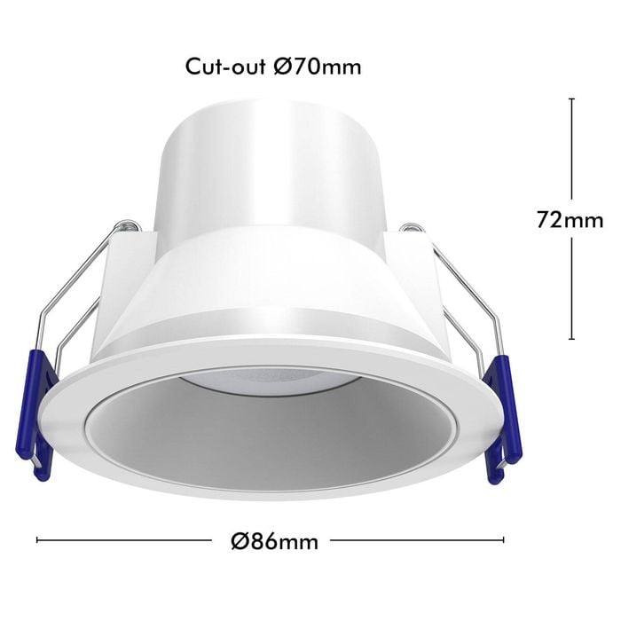 DETA 6W White IP44 Tri-Colour Dimmable Anti-Glare LED Downlight ...