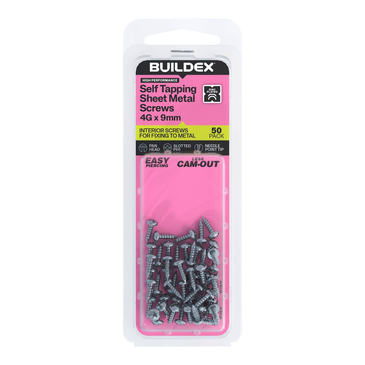 Buildex 4G x 9mm Zinc Plated Self Tapping Sheet Metal Screws - 50 Pack ...