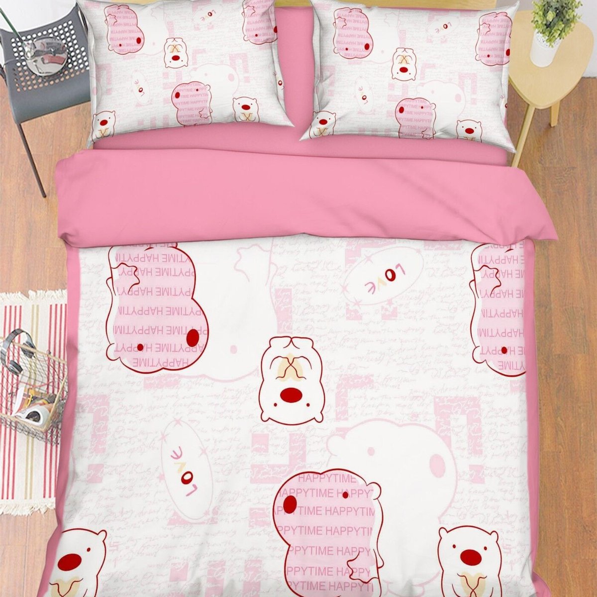 3D Hippo Bear 174 Bed Pillowcases Quilt Queen Size - Bunnings Australia