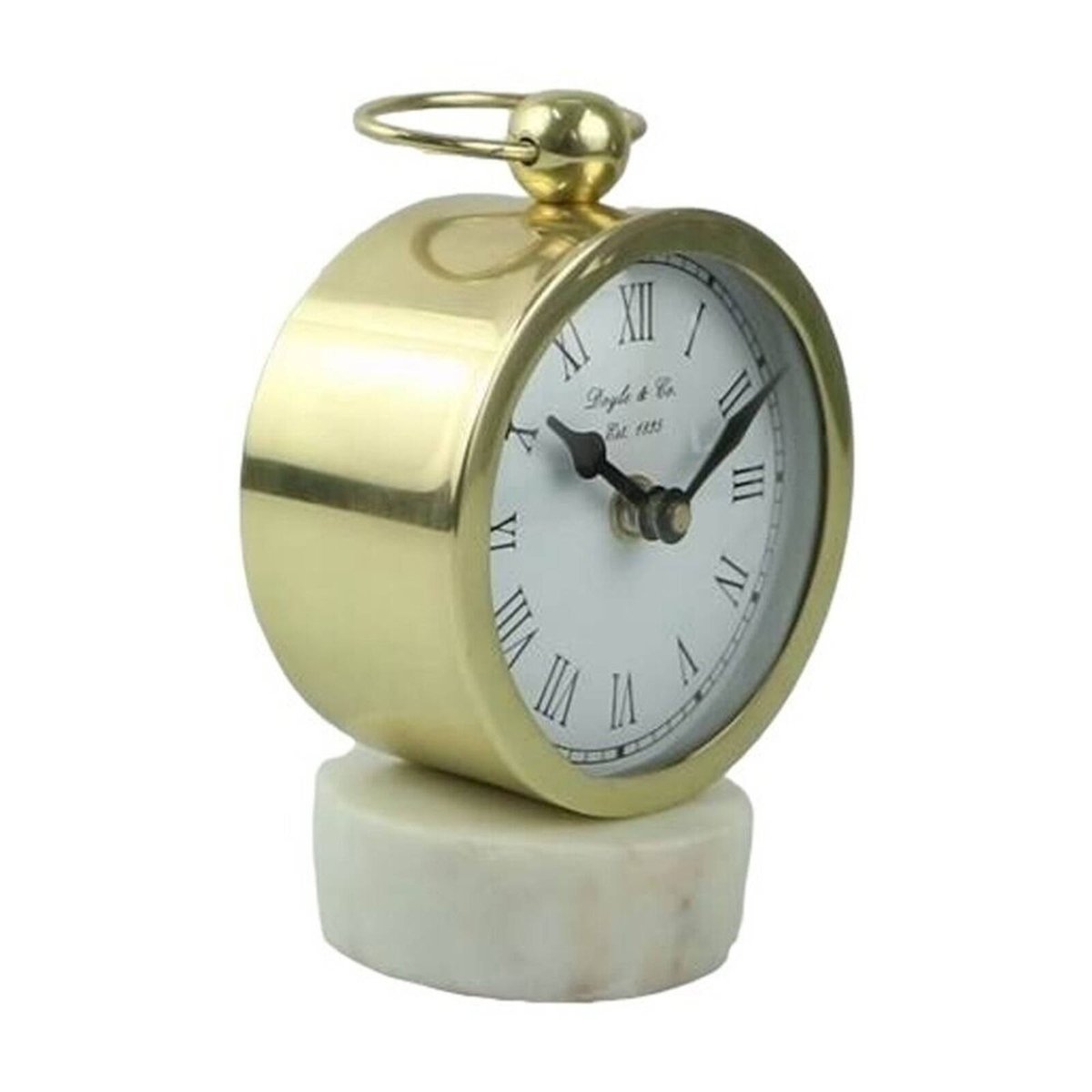 SS Collective Round Faced Table/Desk Clock On White Marble Stand Gold ...
