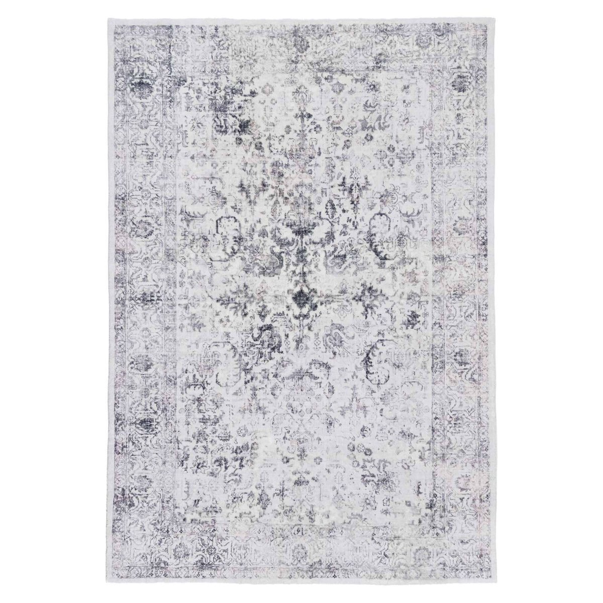 Loopsie-330cm X 240cm-sakalar Grey Floral Medallion Washable Rug ...