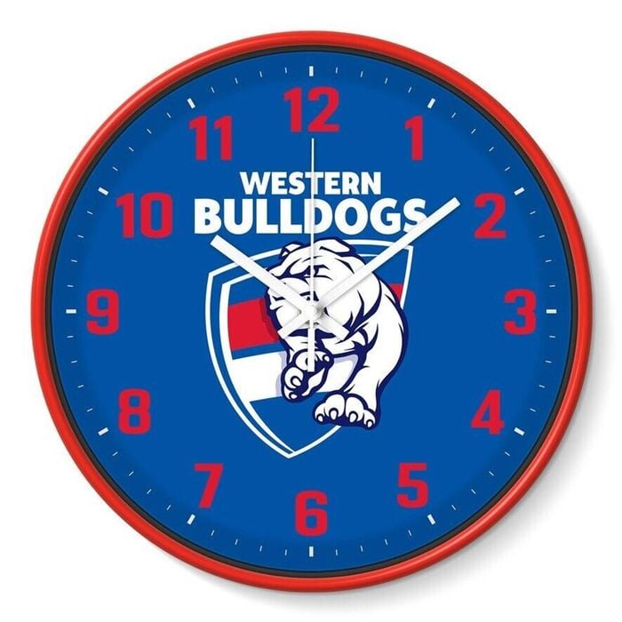 AFL Wall Clock - Western Bulldogs - Plastic - 30cm Diameter - Team Logo ...