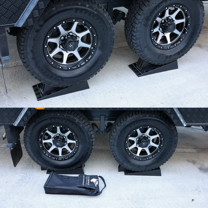 RV Essentials Australia Caravan Levelling Ramps with Wheel Chocks & Bag ...