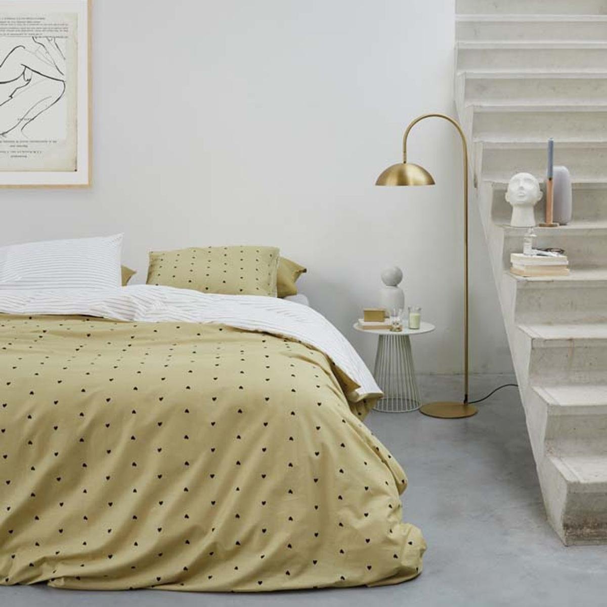 Vtwonen King Yellow Yellow Striped Hearts Cotton Quilt Cover Set ...