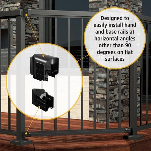 PEAK Aluminium Deck Balustrade Horizontal Angle Bracket Kit - Black ...