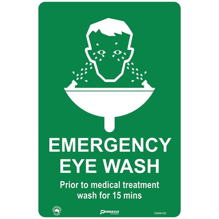 Pinnacle 600 x 400mm Metal Emergency Eye Wash Sign - Bunnings Australia
