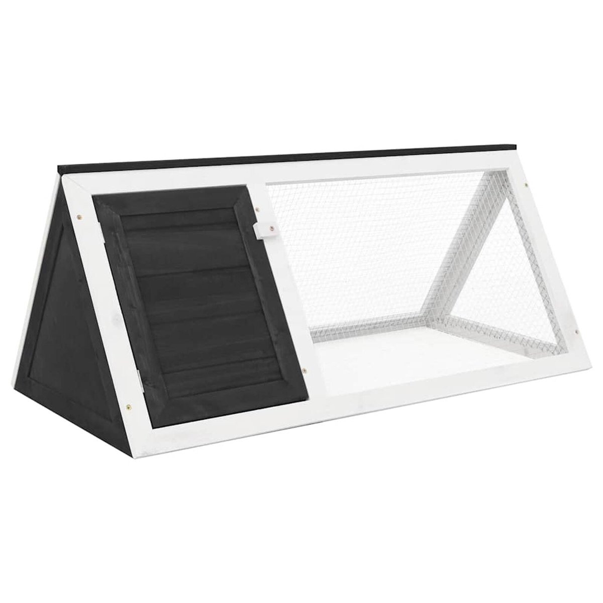 vidaXL Animal Rabbit Cage Grey Wood Triangle Weather Resistant Bunny ...