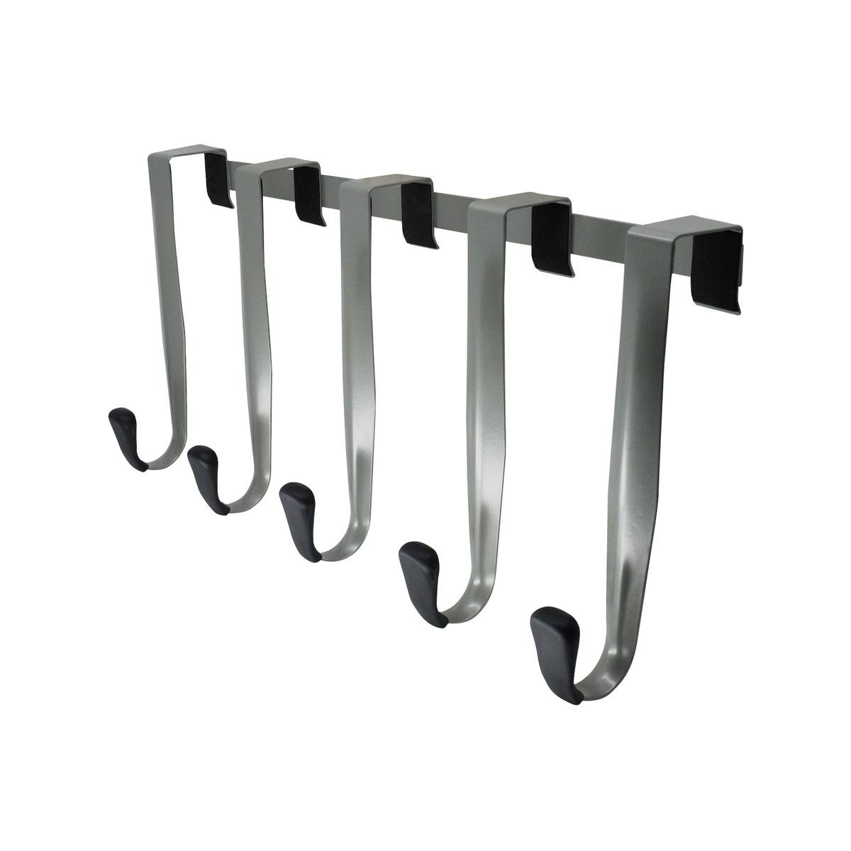 Adoored 5 Satin Chrome Hooks Over-The-Door Hook Rack - Bunnings Australia