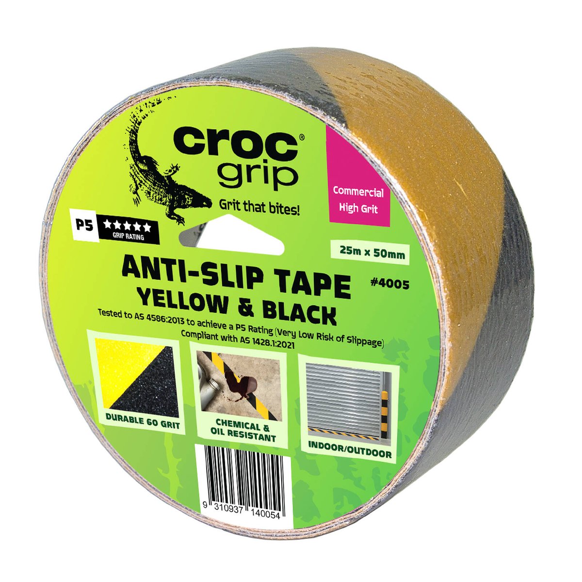 Croc Grip 25m x 50mm Yellow And Black Anti-Slip Tape - Bunnings Australia