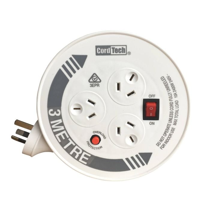 Cordtech 3m Open Reel With 3 Outlets - Bunnings New Zealand