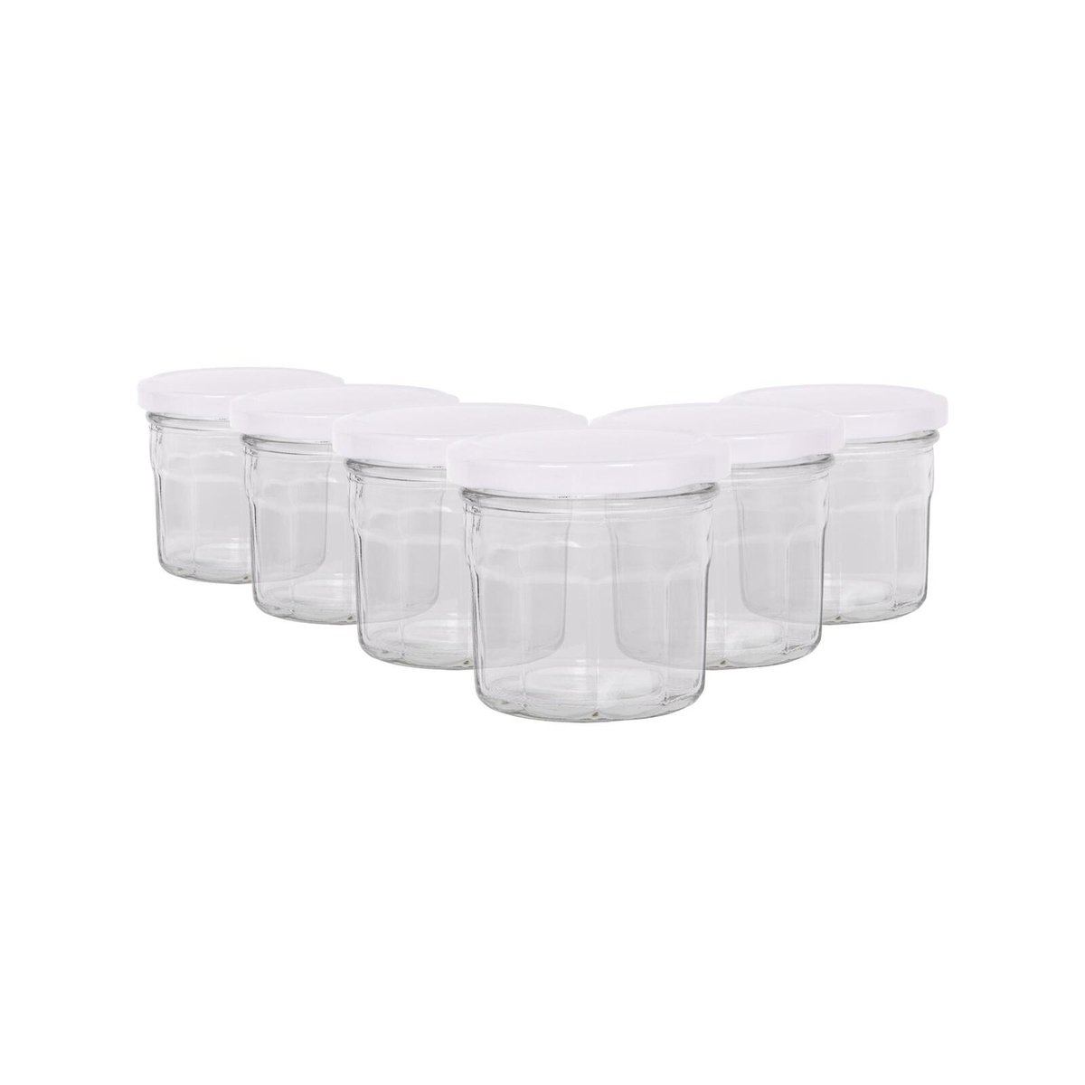 Argon Tableware Glass Jam Jars with White Lids - 130ml - Pack of 6 ...