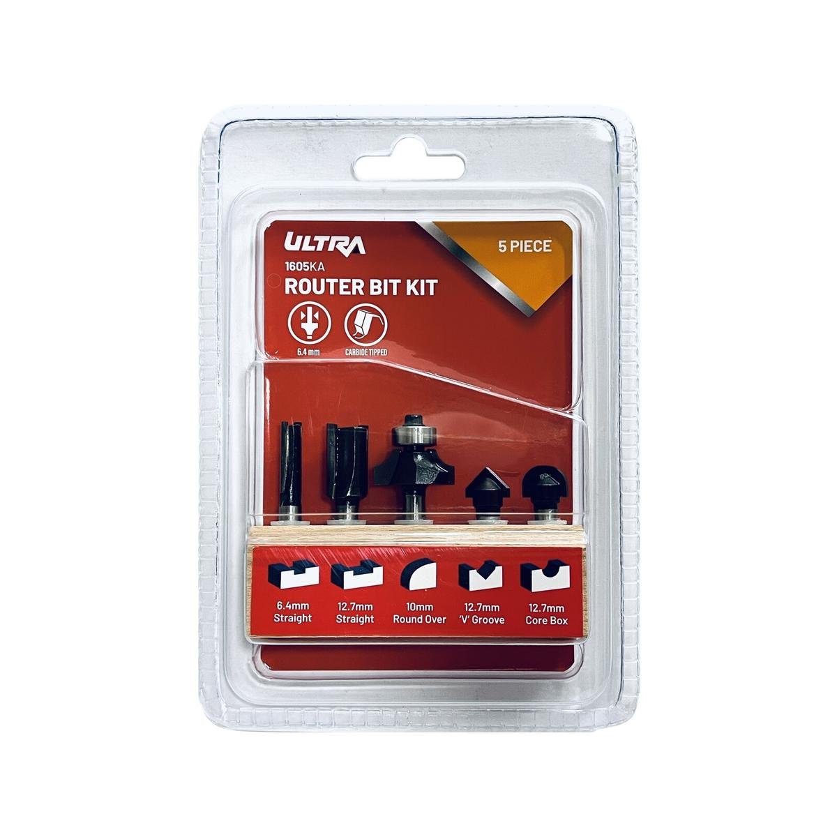 Ultra 6.4mm 5 Piece Router Bit Set - Bunnings Australia